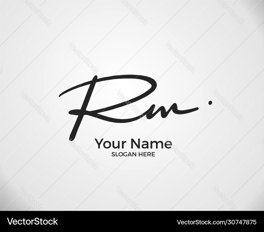 R m rm initial logo signature handwriting Vector Image