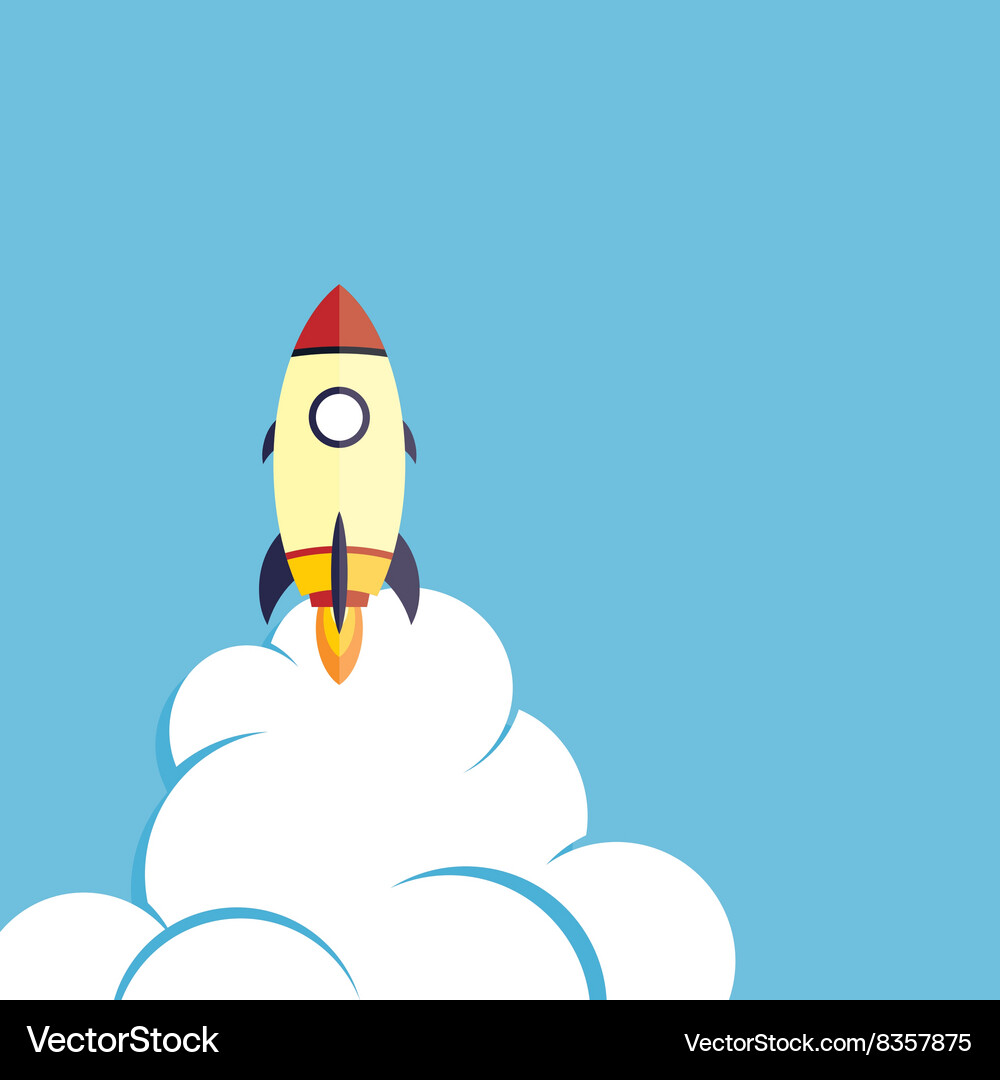 Rocket ship launch Royalty Free Vector Image - VectorStock