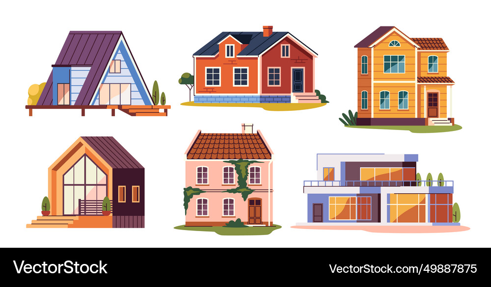 Set of houses Royalty Free Vector Image - VectorStock