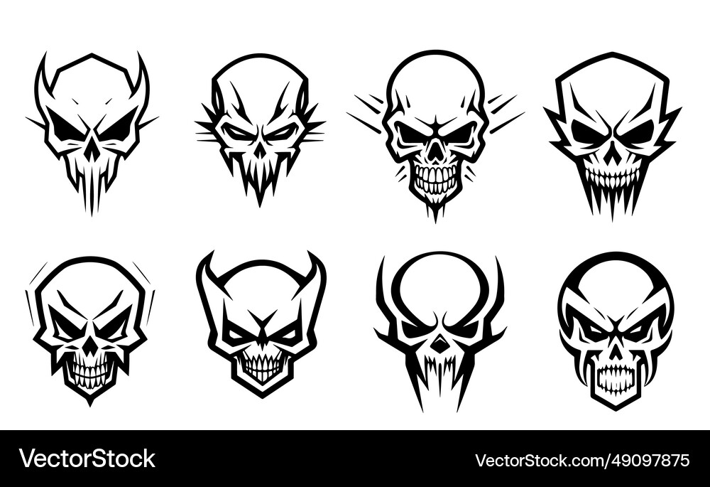 Set of skulls and logo design elements Royalty Free Vector