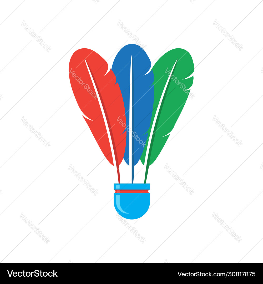 Shuttlecock icon with colorful feathers isolated Vector Image