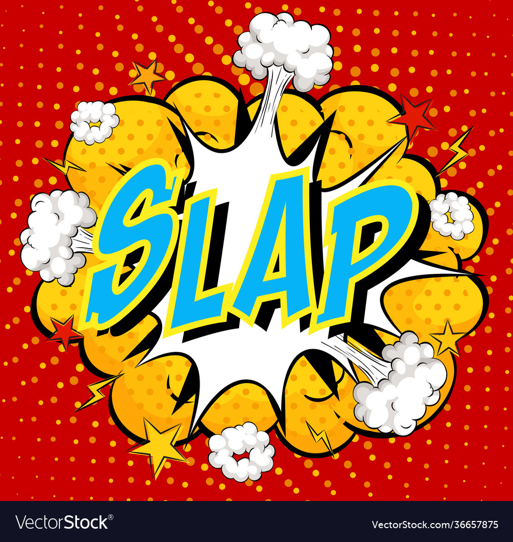 Word slap on comic cloud explosion background Vector Image