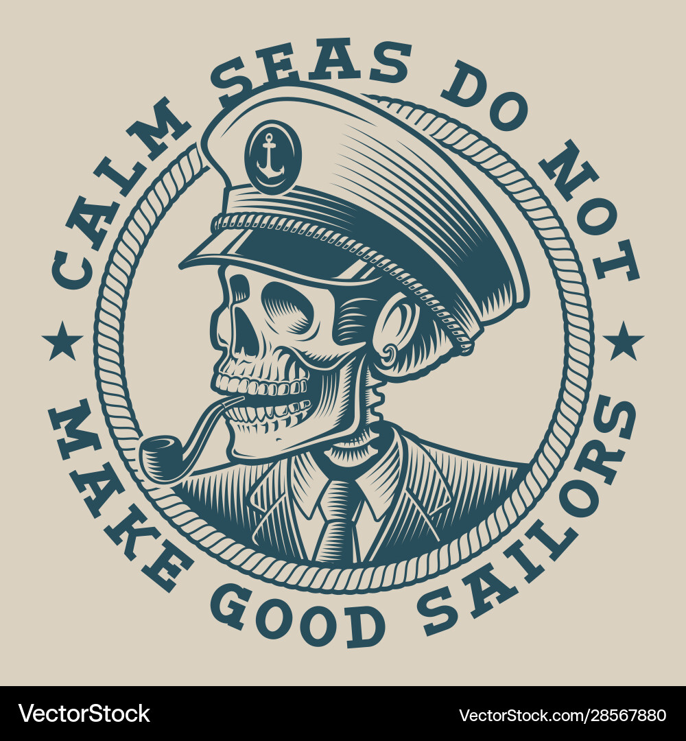 A captain skull in vintage style Royalty Free Vector Image