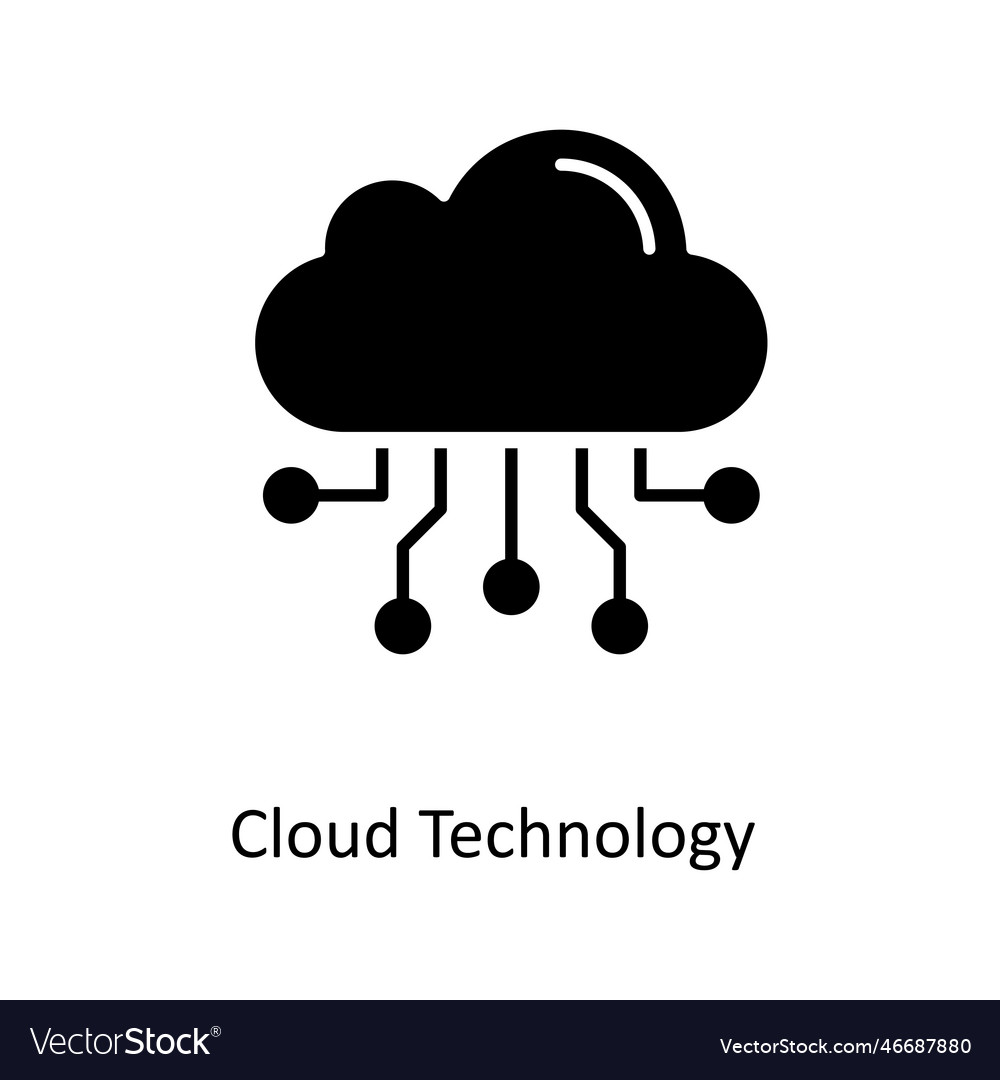 Cloud technology solid icons simple sto Royalty Free Vector