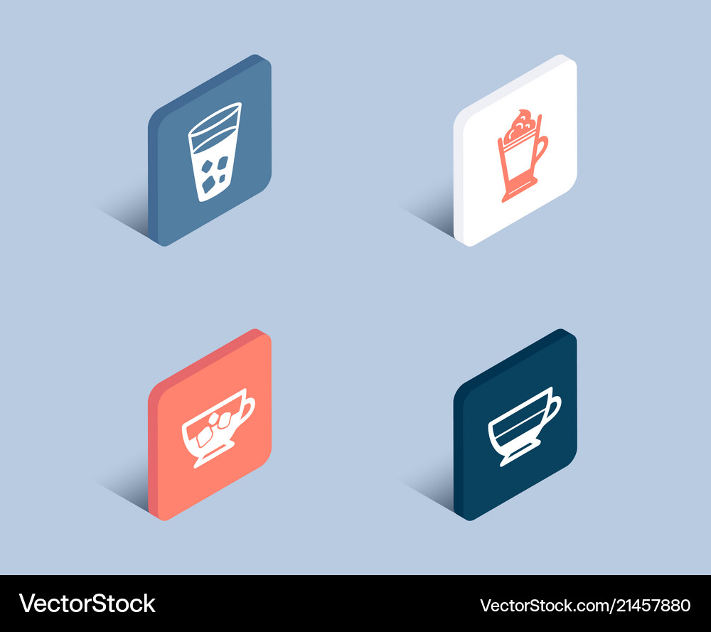 Cold coffee latte and ice tea icons Royalty Free Vector
