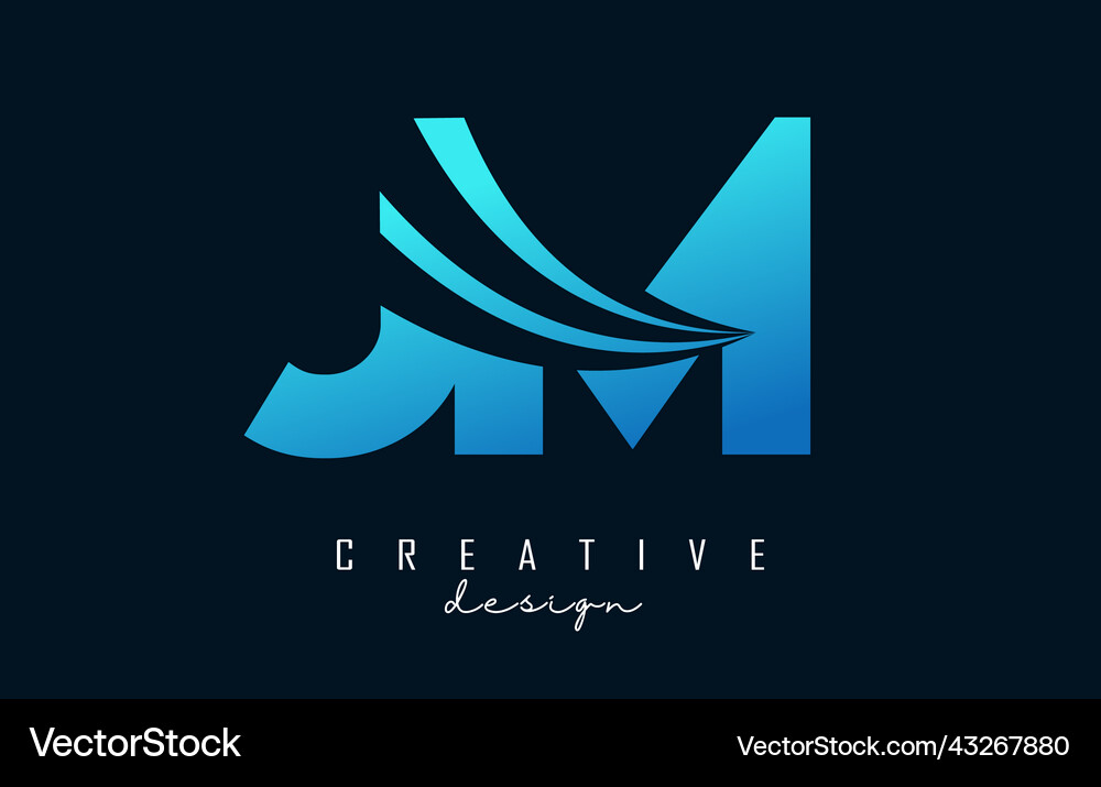 Creative blue letters jm j m logo with leading Vector Image