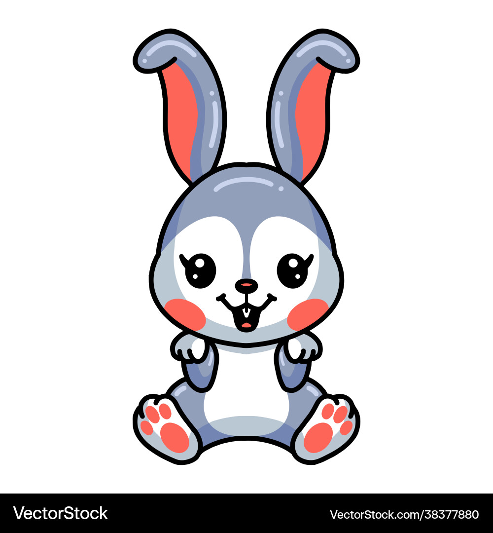 Cute little rabbit cartoon sitting Royalty Free Vector Image
