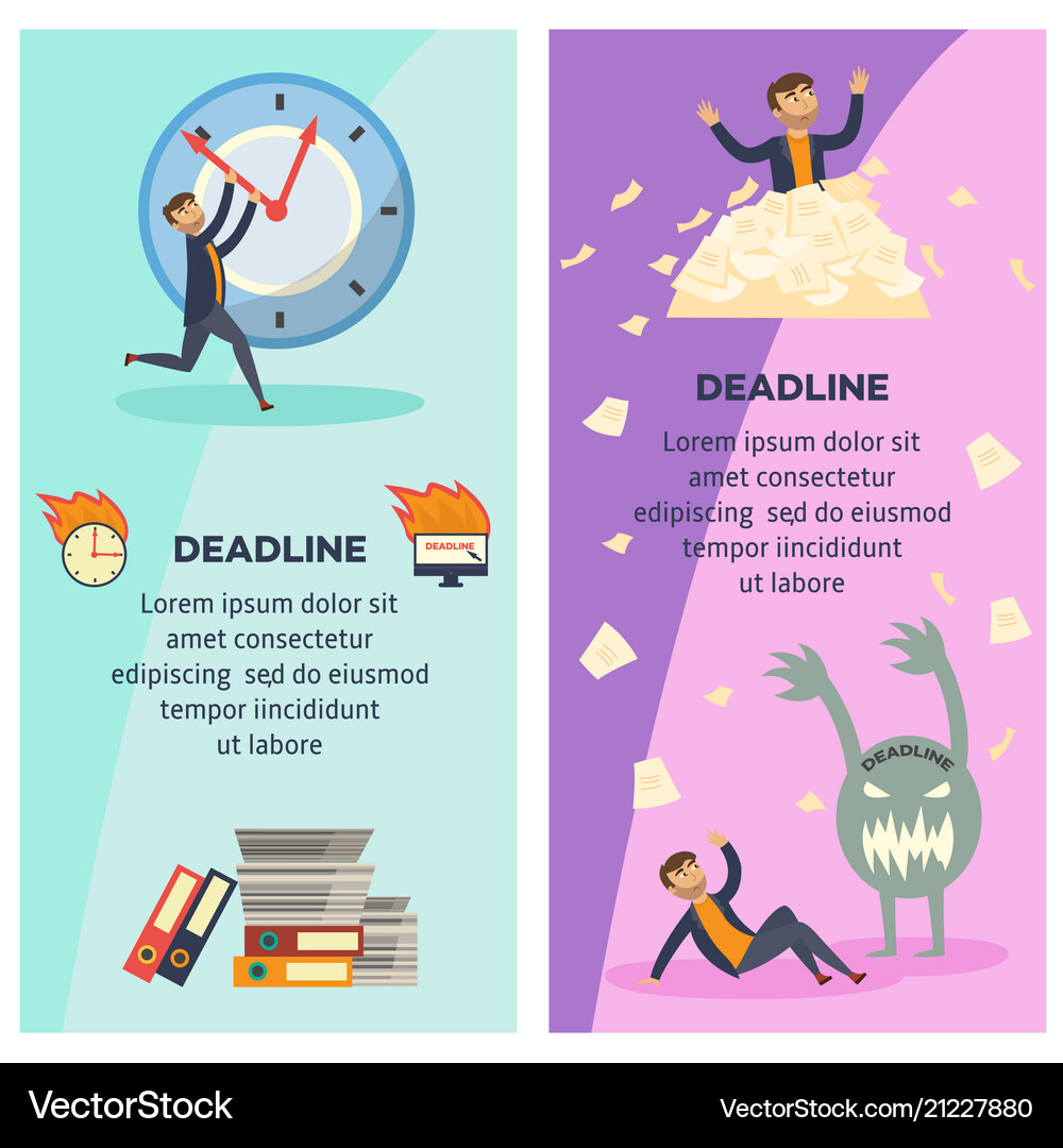 Deadline and time management banners set with Vector Image