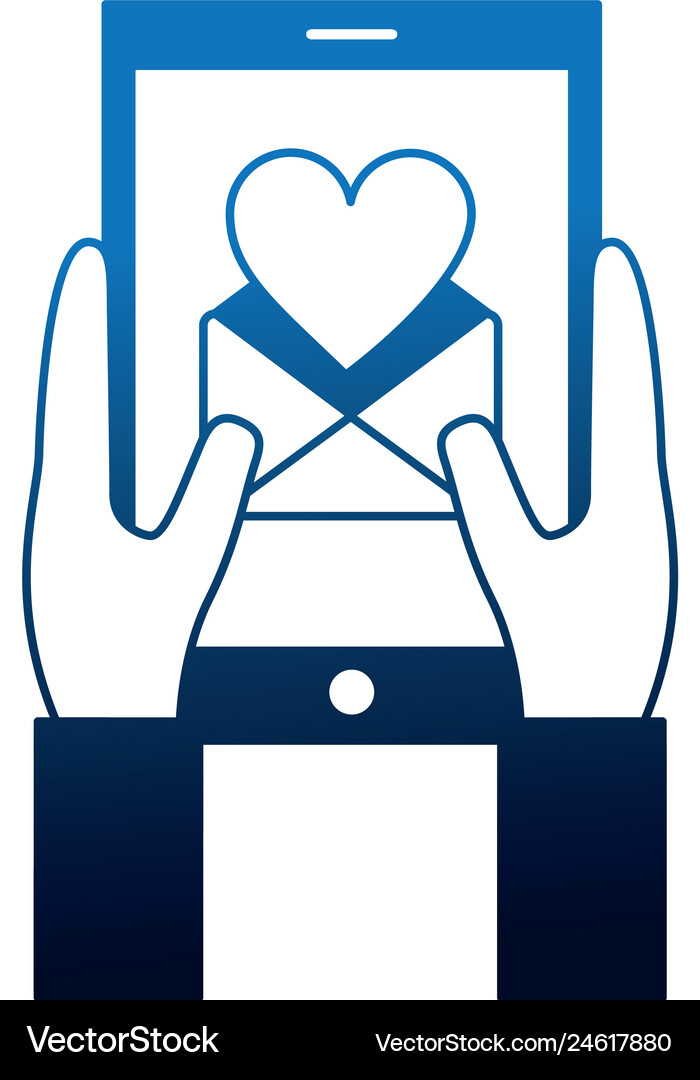 Hands with smartphone and set icons Royalty Free Vector