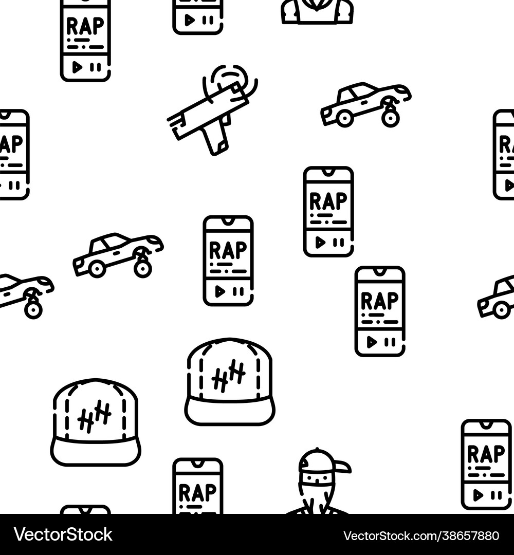 Hip hop and rap music seamless pattern Royalty Free Vector