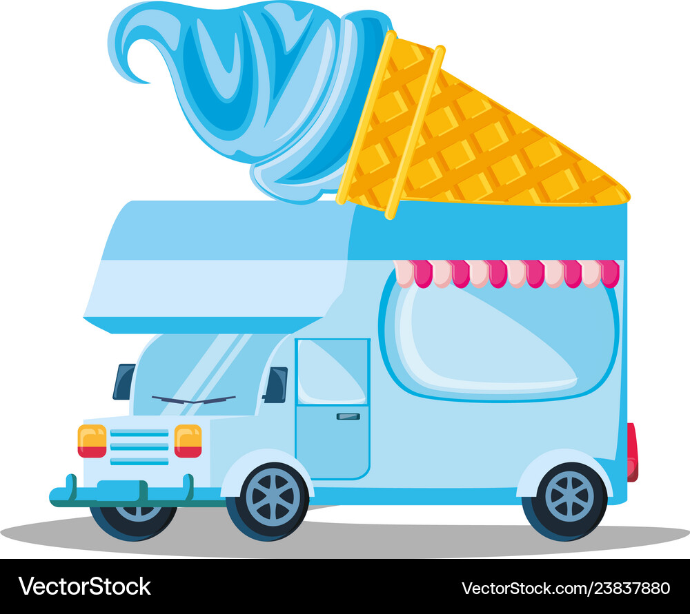 Ice cream car isolated icon Royalty Free Vector Image