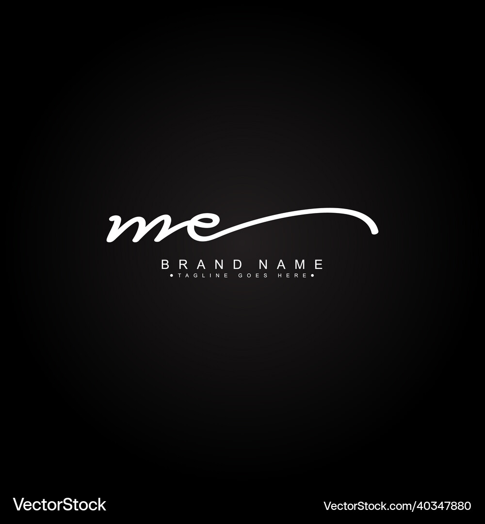 Initial letter me logo - hand drawn signature Vector Image