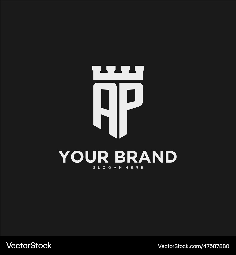 Initials ap logo monogram with shield Royalty Free Vector