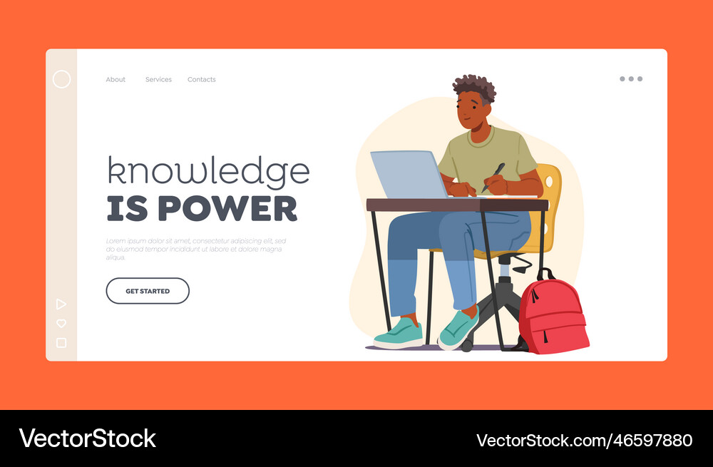 Knowledge is power landing page template male Vector Image