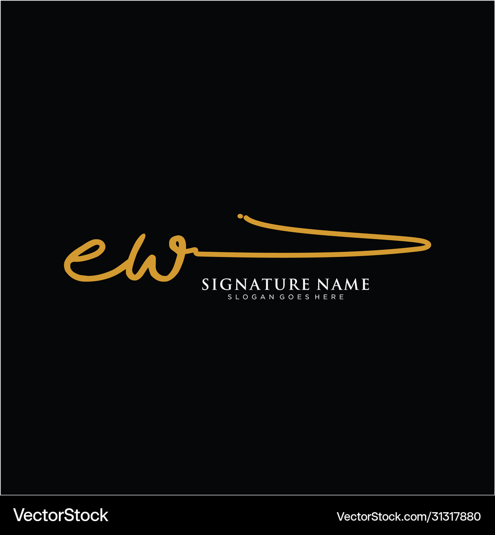 Letter ew signature logo template Royalty Free Vector Image