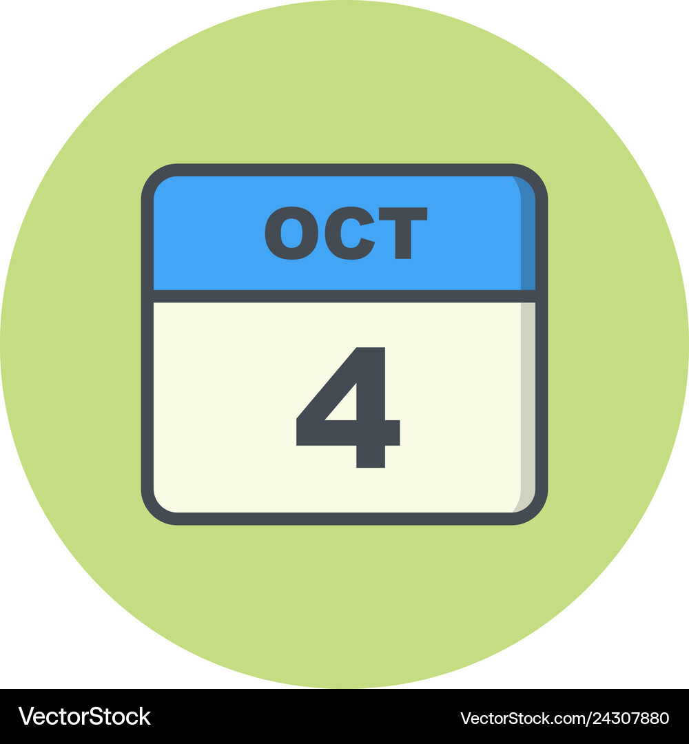 October 4th date on a single day calendar Vector Image