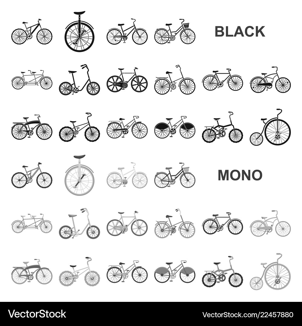 Various bicycles black icons in set collection Vector Image