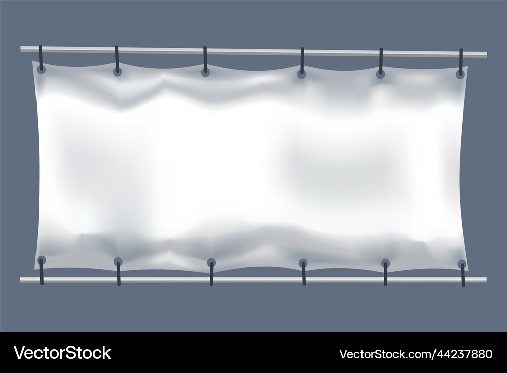 White textile banner with folds template canvas Vector Image