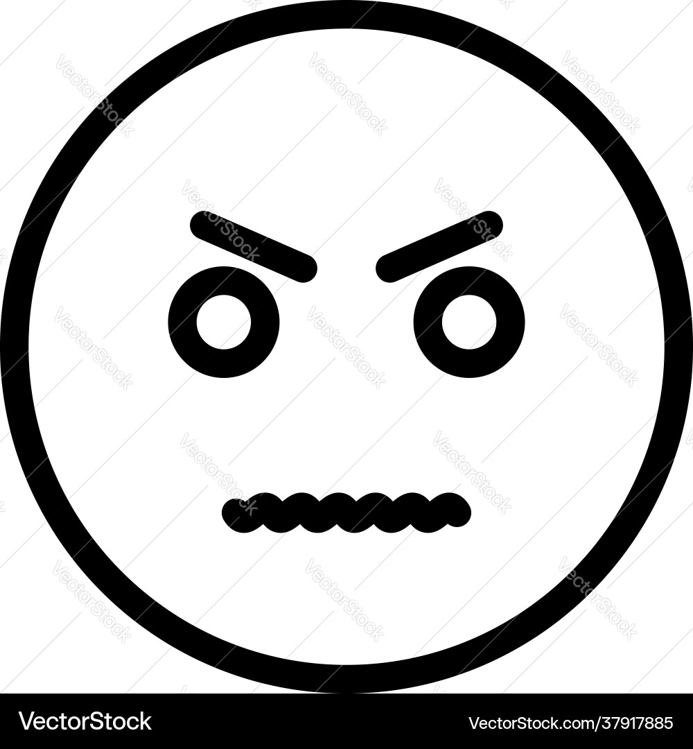 Angry emoji icon outline style Royalty Free Vector Image