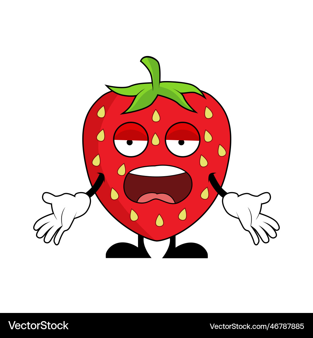 Angry strawberry fruit cartoon character Vector Image