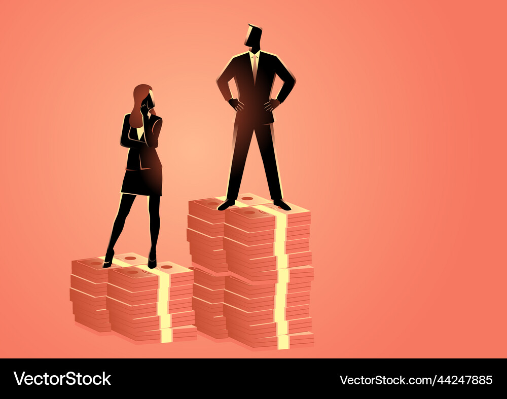 Businessman standing on higher stack of money Vector Image