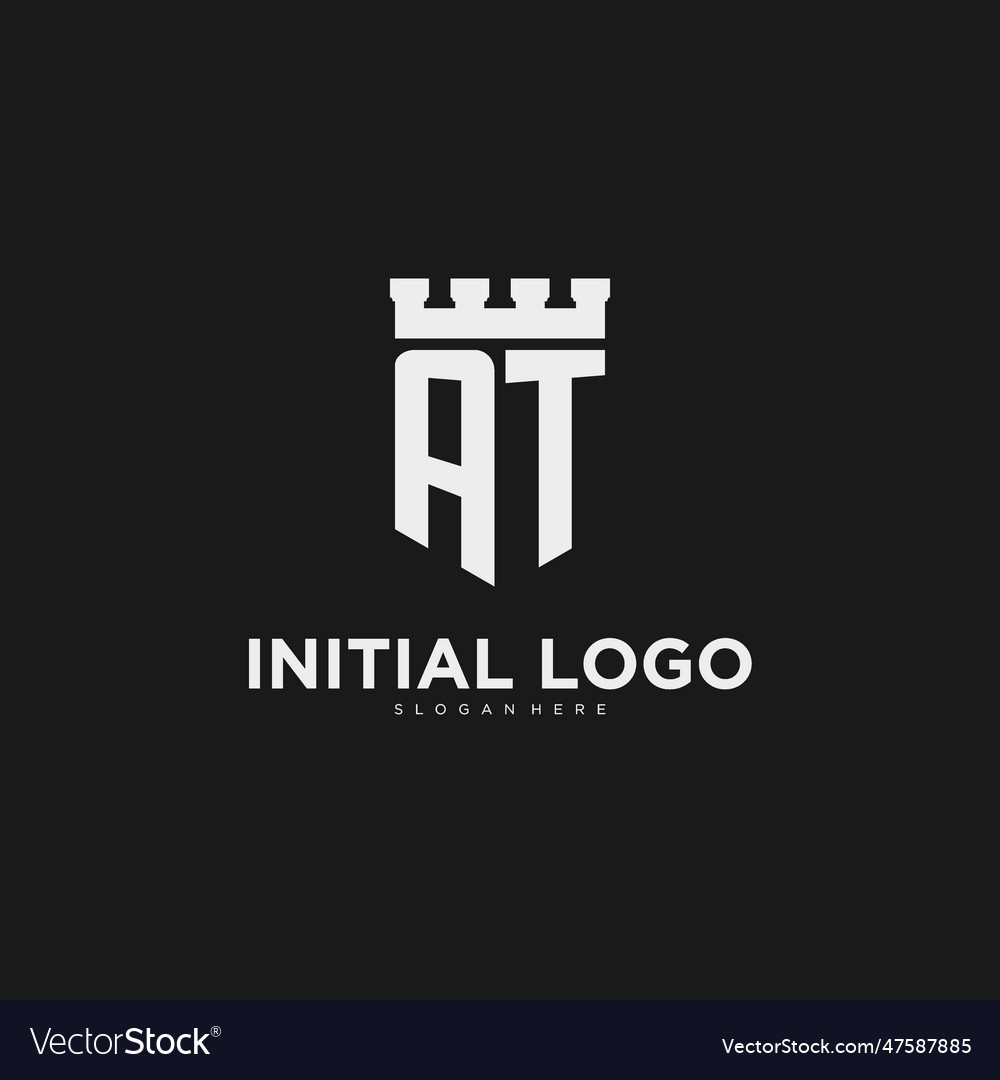 Initials at logo monogram with shield Royalty Free Vector