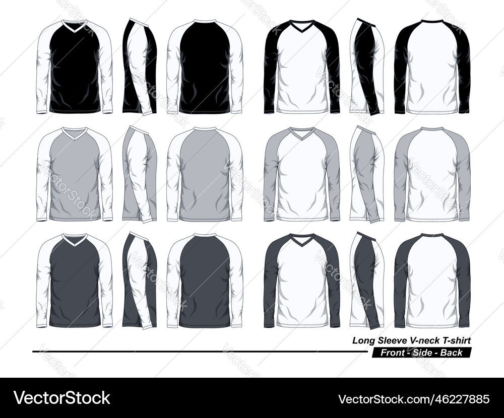 Long Sleeve Raglan T-Shirt Template Royalty Free Vector