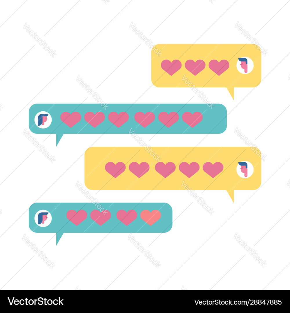 Love chat babbles and hearts amatory messages Vector Image
