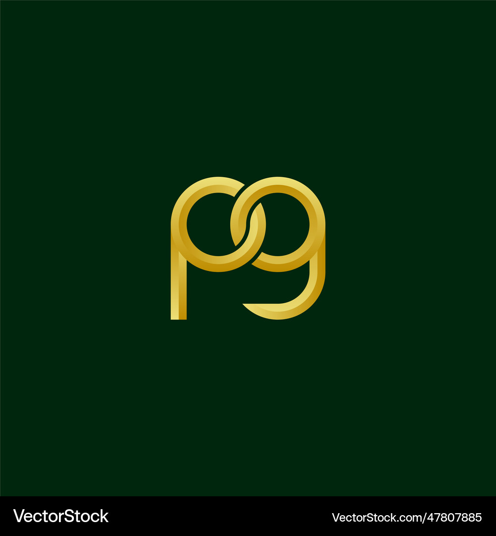 Luxurious golden letters pg logo design Royalty Free Vector
