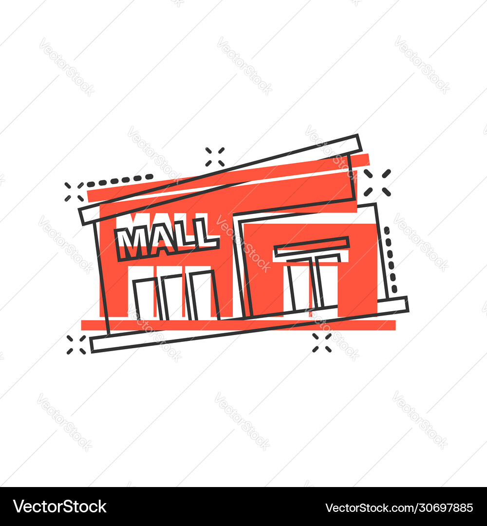 Mall icon in comic style store cartoon on white Vector Image
