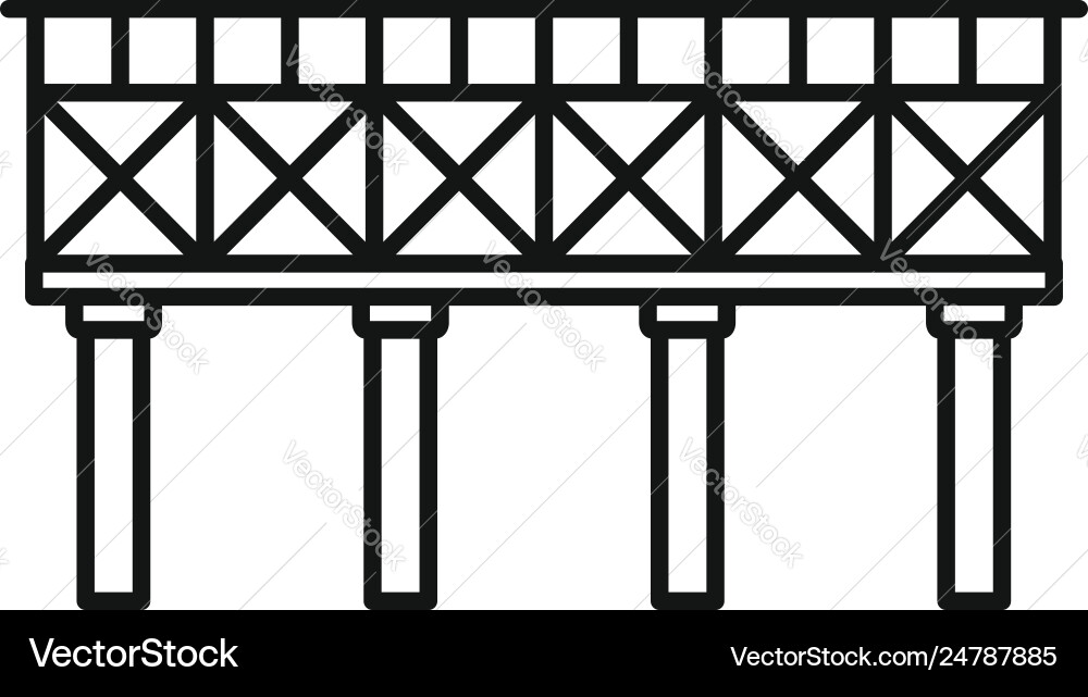 Railroad bridge icon outline style Royalty Free Vector Image