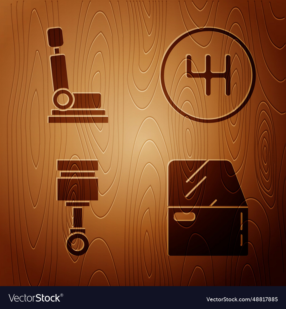 Set car door seat engine piston and gear Vector Image Set car door seat engine piston and gear Vector Image
