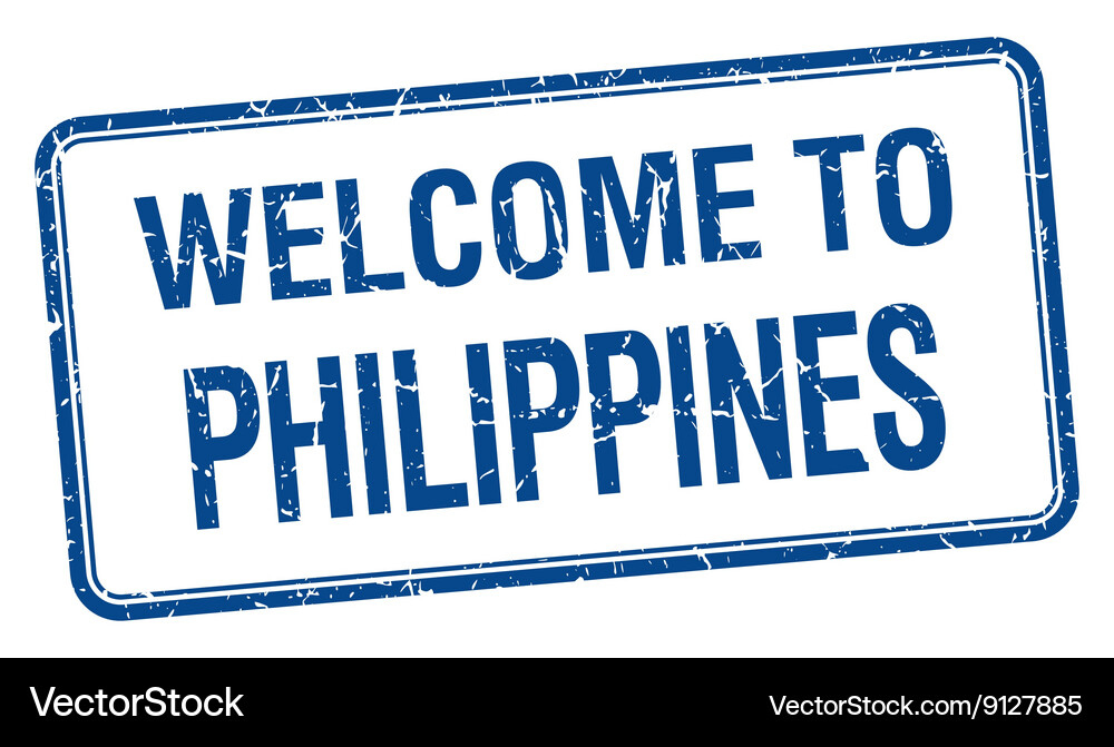 Welcome to philippines blue grunge square stamp Vector Image