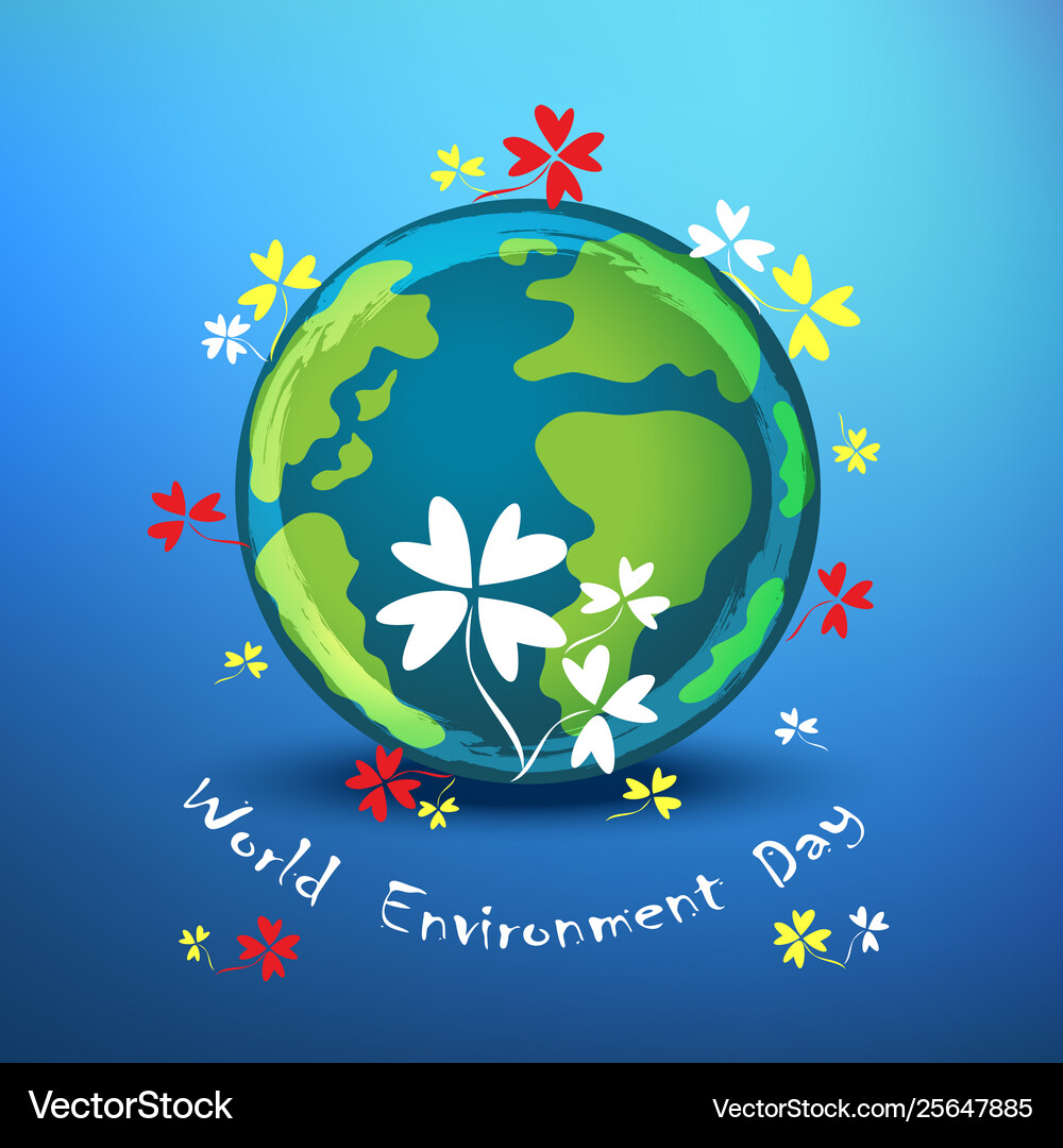 World environment day sign on blue background Vector Image