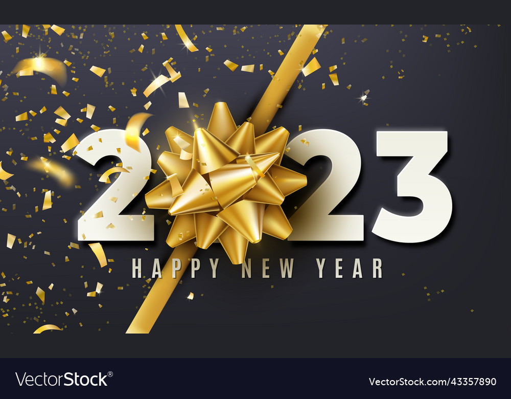 2023 happy new year background with golden Vector Image