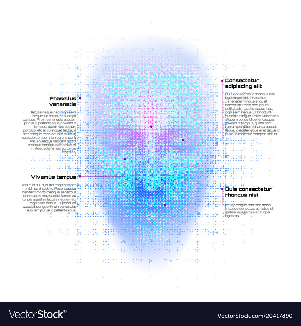 3d rendering of robot face with numbers on white Vector Image