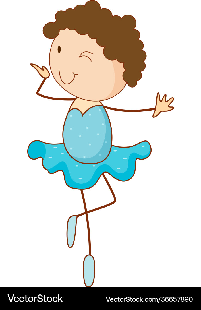 A doodle ballet dancer cartoon character isolated Vector Image