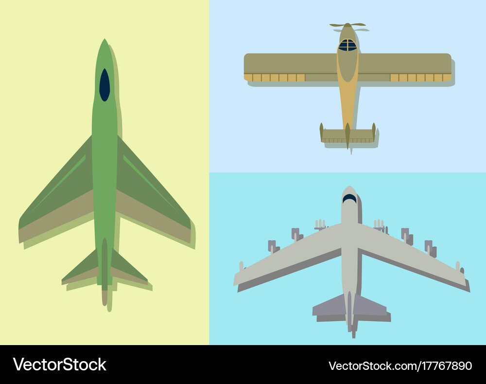 Airplane top view and aircraft Royalty Free Vector Image