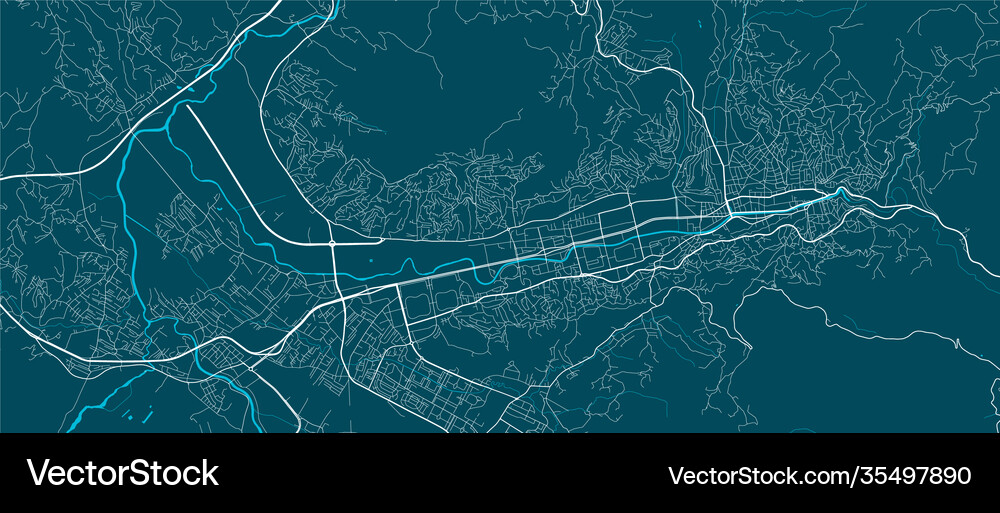 Detailed map sarajevo city linear print Royalty Free Vector