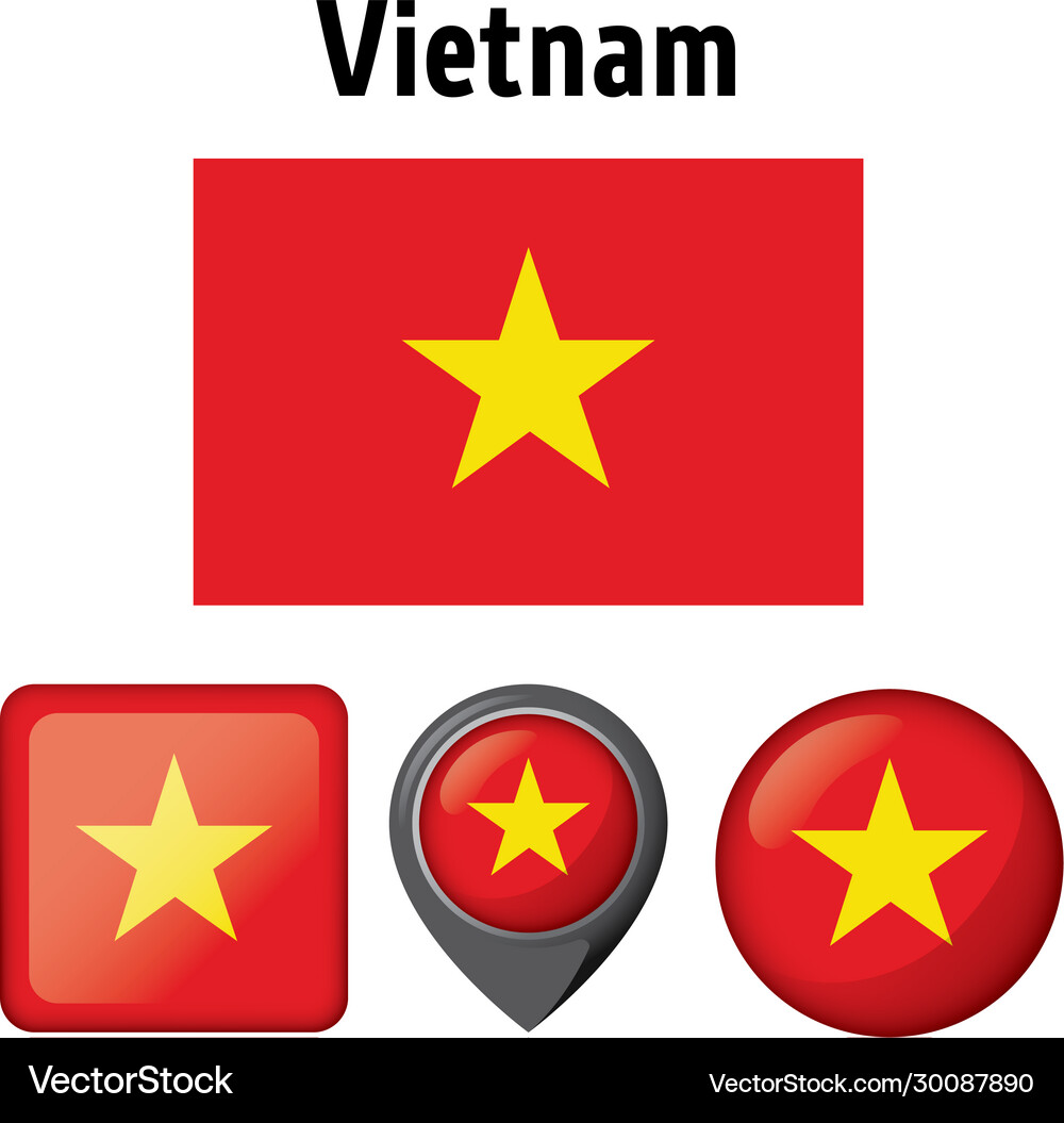 Flag vietnam and several icons Royalty Free Vector Image