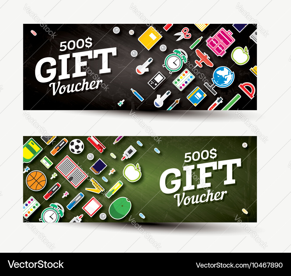 Gift voucher template with school supplies Vector Image