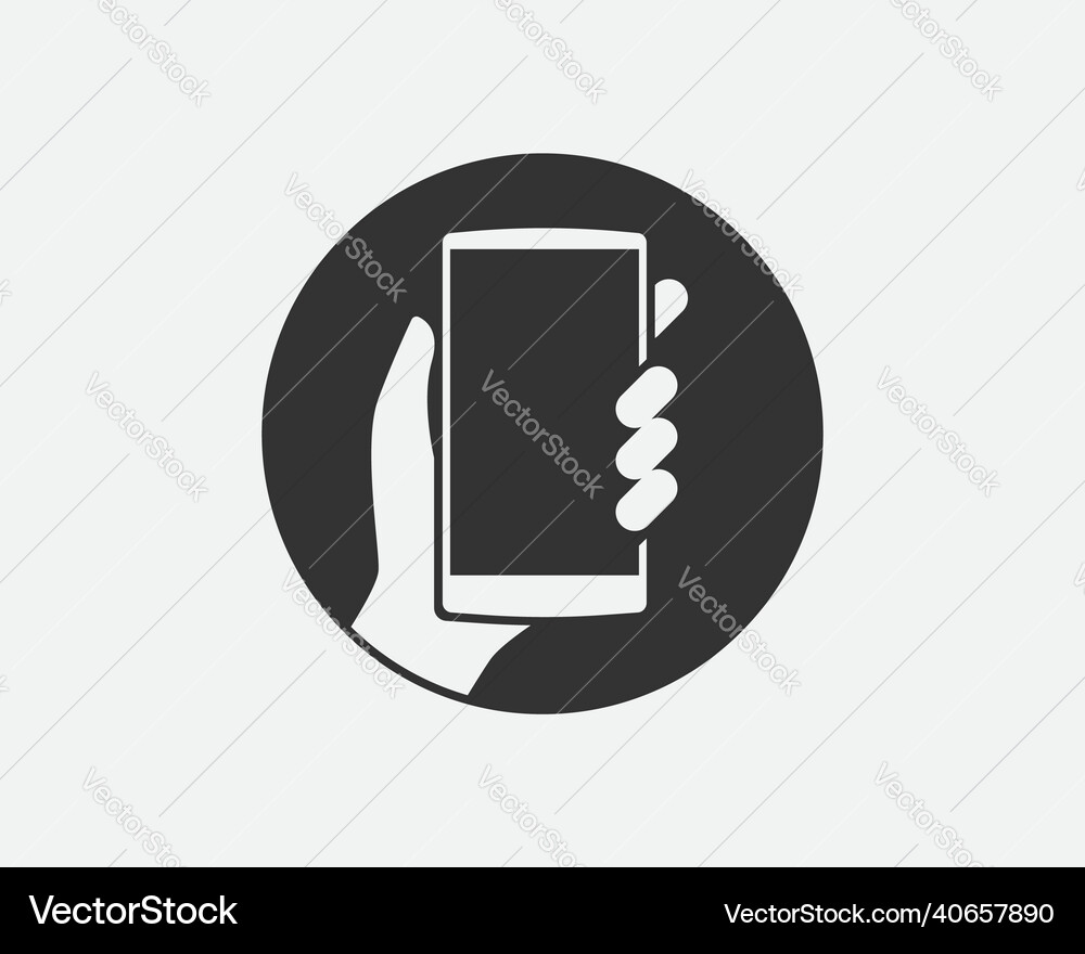 Hand holding smartphone icon mobile phone logo Vector Image