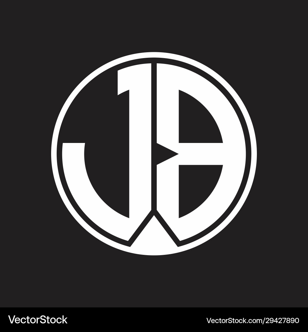 Jb logo monogram circle with piece ribbon style Vector Image