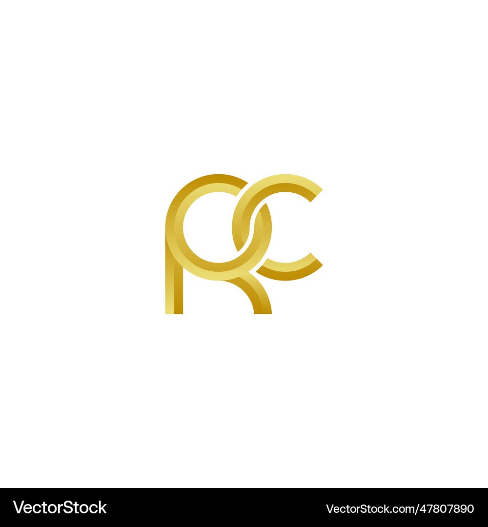 Luxurious golden letters rc logo design Royalty Free Vector