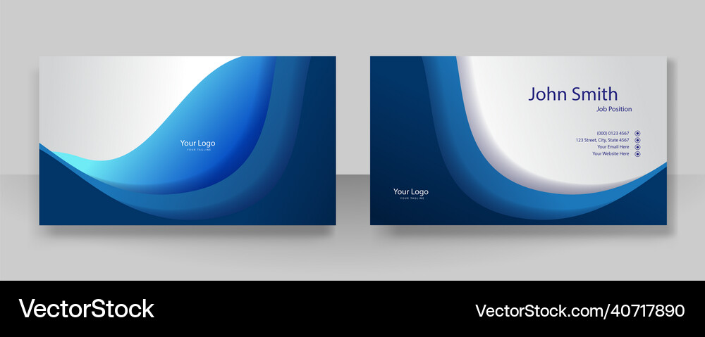 Modern elegant simple blue business card design Vector Image