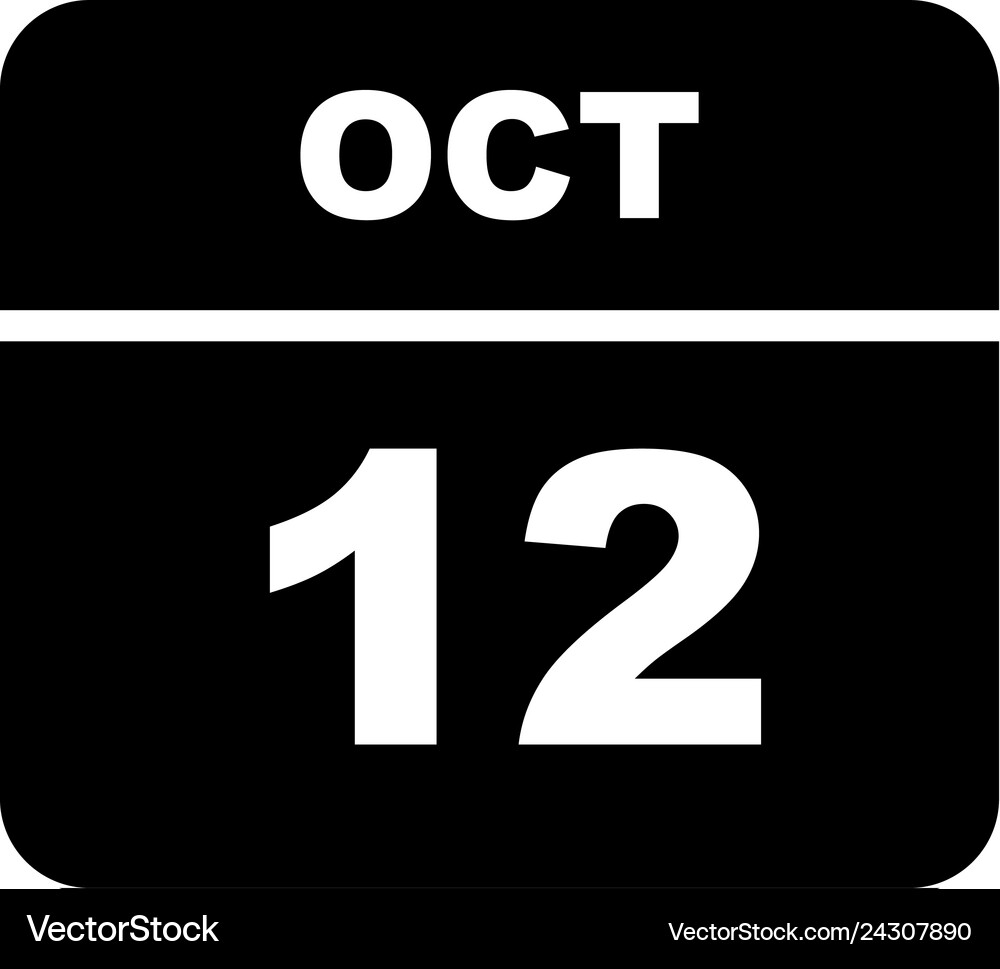 October 12th date on a single day calendar Vector Image
