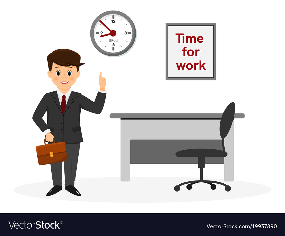 Office worker with clock Royalty Free Vector Image
