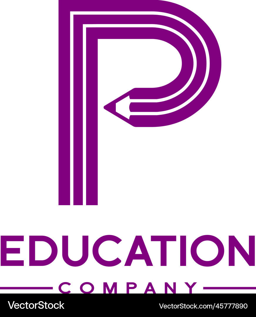 P letter formed by pencil logo template design Vector Image