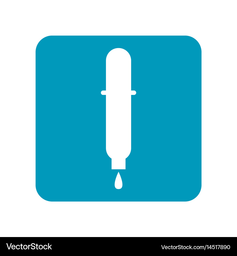 Pipette with drop of liquid flat icon Royalty Free Vector