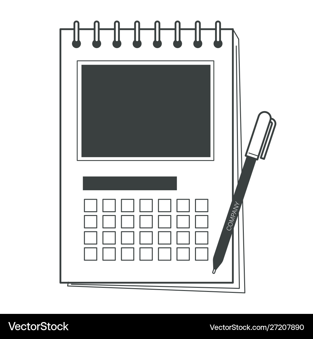 Printed calendar and pen organizer and writing Vector Image